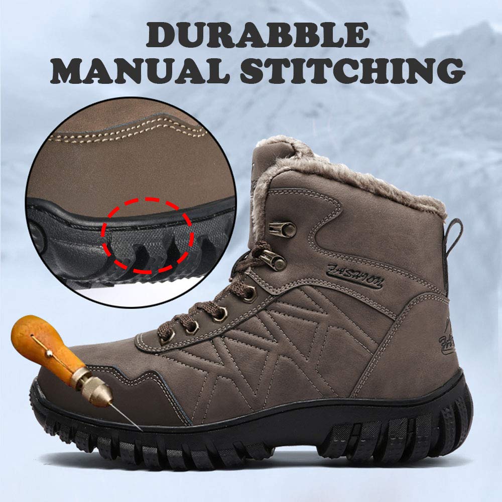 Niber Men Winter Snow Boots Warm Waterproof Mid Calf Shoes Outdoor Hiking Climbing Walking Working Bootie with Full Fur Lined
