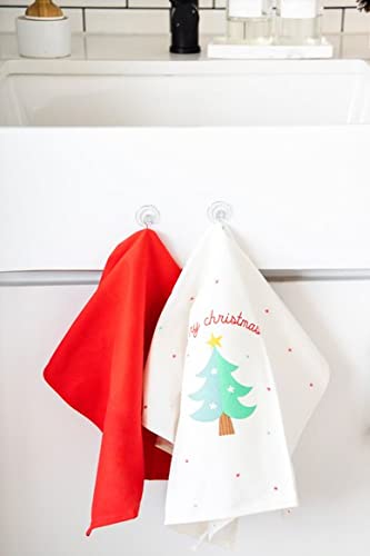 Pearhead Christmas Holiday Tea Towel Set, Seasonal Kitchen Towel Set, Hostess Gift, Holiday Home Decor, Christmas Tree Dish Towels