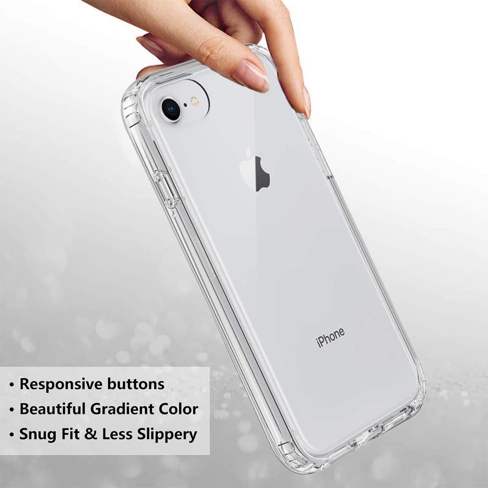 Misscase iPhone 8/ SE 2022 Case,iPhone 7 Clear Case,[Tempered Glass Screen Protector] Full Body Protective Shockproof Hard Plastic & Soft TPU Case for iPhone 8/7 (4.7 inch) Clear