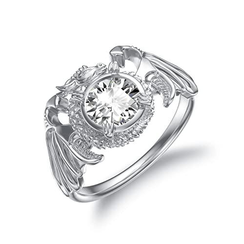 Plesitep Dragon Ring Sterling Silver Dragon Gift for Women Girl (6)