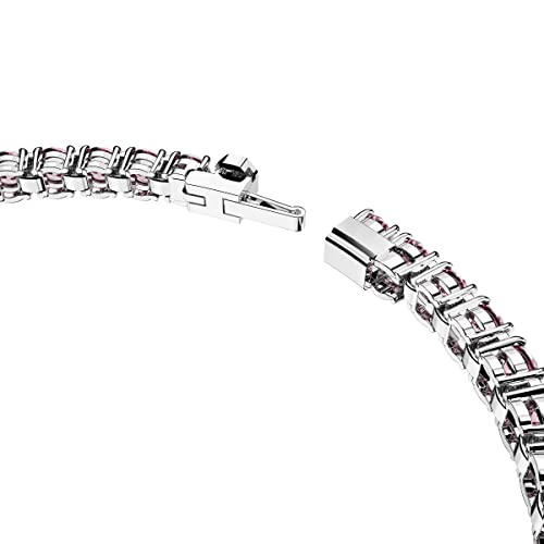 SWAROVSKI Matrix Tennis Bracelet, Round Pink Crystals on Rhodium Finished Band, Size M, Part of the Matrix Collection