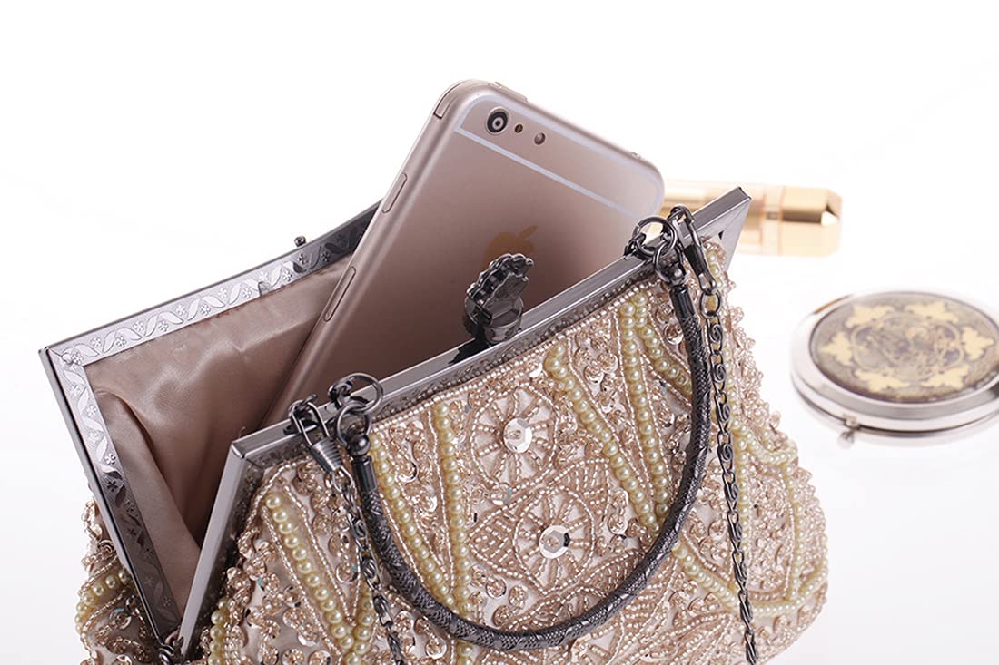 LIFEWISH 1920s Evening bags Unique Sequin Beaded Clutch Purses for Cocktail Wedding Party Prom