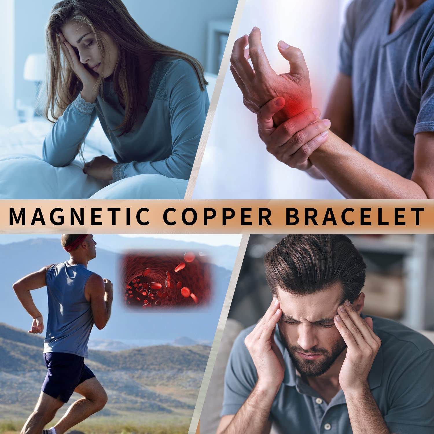MagEnergy Copper Bracelets for Women 99.9% Pure Copper Magnetic Link Bracelet, Adjustable Bracelet Jewelry Box with Sizing Tool