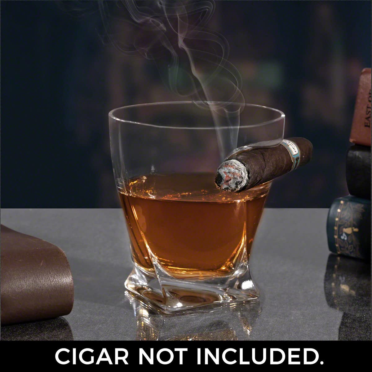 Personalized Twist Cigar Holding Whiskey Glass (Custom Product)