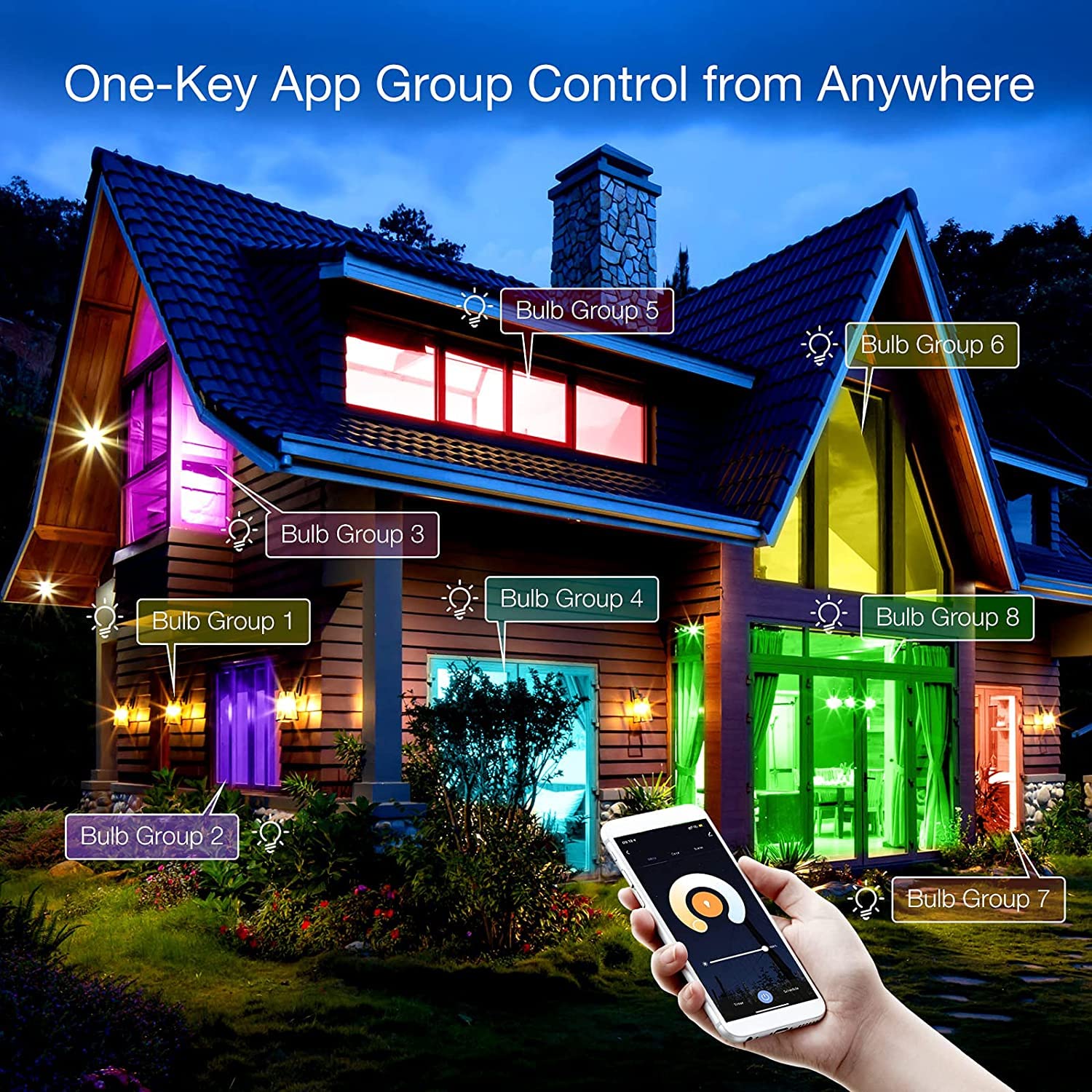 phopollo Smart Light Bulbs, RGBCW WiFi Multicolor Led Light Bulbs Compatible with Alexa & Google Home Assistant, A19 E26 9W 60W Equivalent 800Lumen, App Control, No Hub Required, 12 Pack