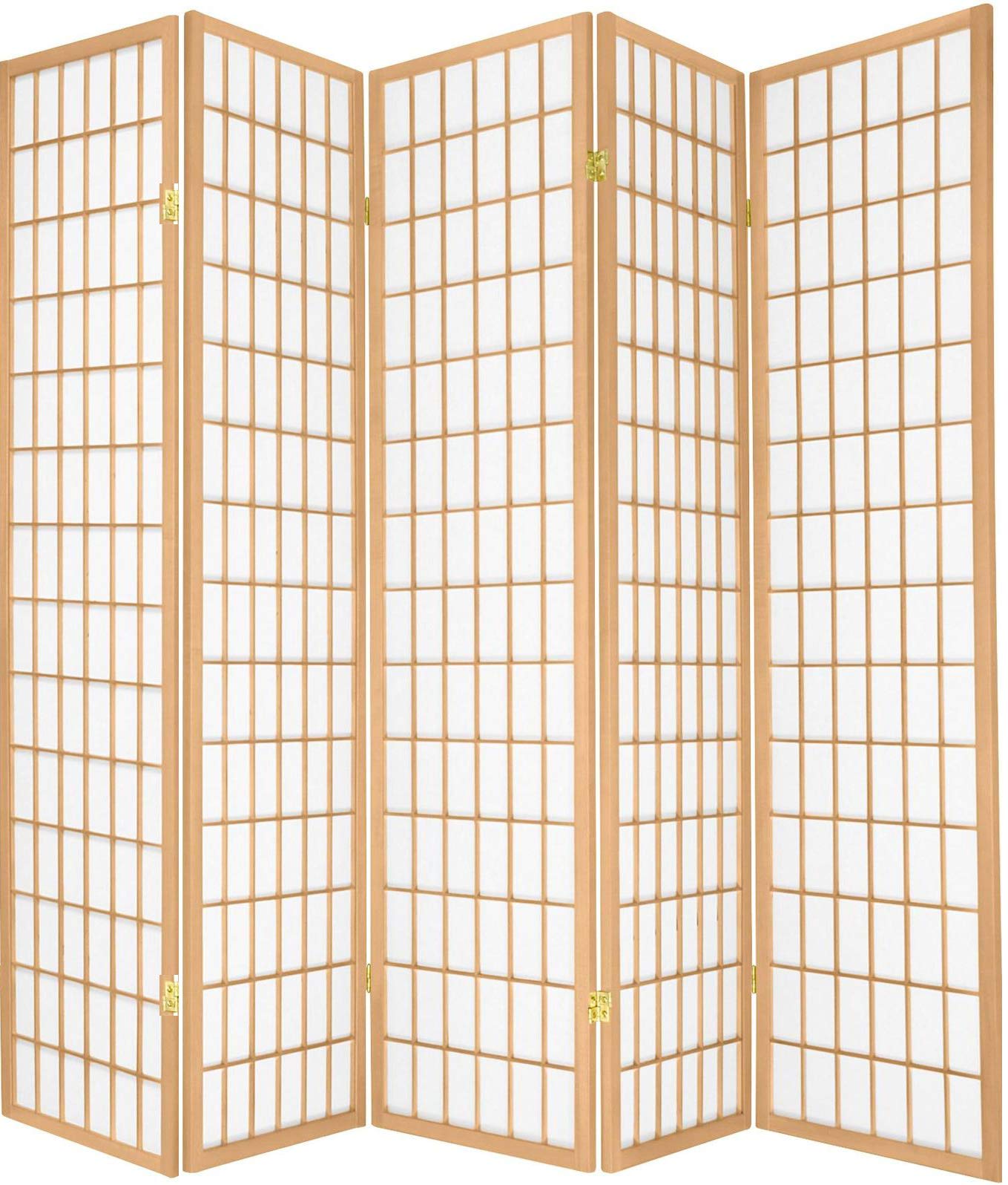 Legacy Decor 5 Panels Room Divider Privacy Screen Partition Shoji Style 71" Tall x 87.5" Wide Natural Finish