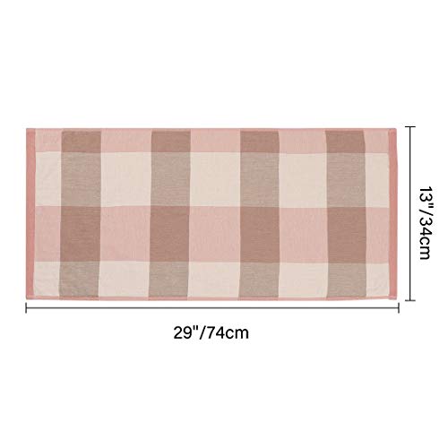 PiccoCasa 100% Cotton Terry Kitchen Towels, Big Buffalo Check, 6 Pack Soft Absorbent (13 x 29 Inch) Quick Dry Dish Towels - Pink, White