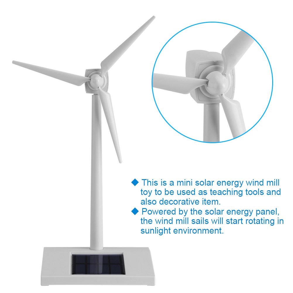 Mini Solar Energy Wind Mill Toy, Desktop Wind Turbine Model Solar Powered Windmills, Home Decor Garden Desk Ornament Education Fan (Best Children/Friends)