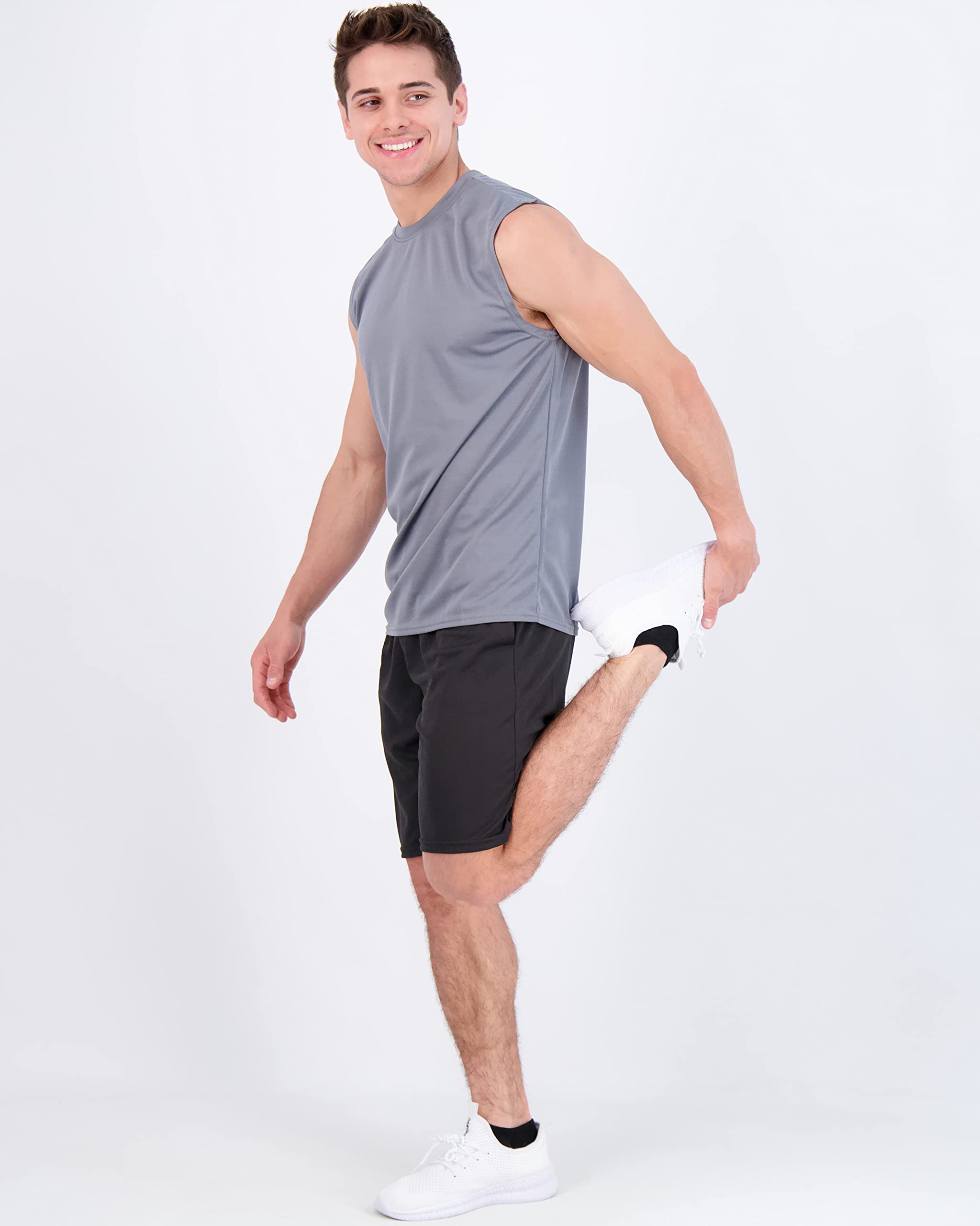 Men's Mesh Tank Top Quick Wicking Jersey Sleeveless Muscle Active Performance Sport Basketball Beach Gym Workout Running Training Fitness Athletic Bodybuilding Undershirt Breathable,Set 5-S