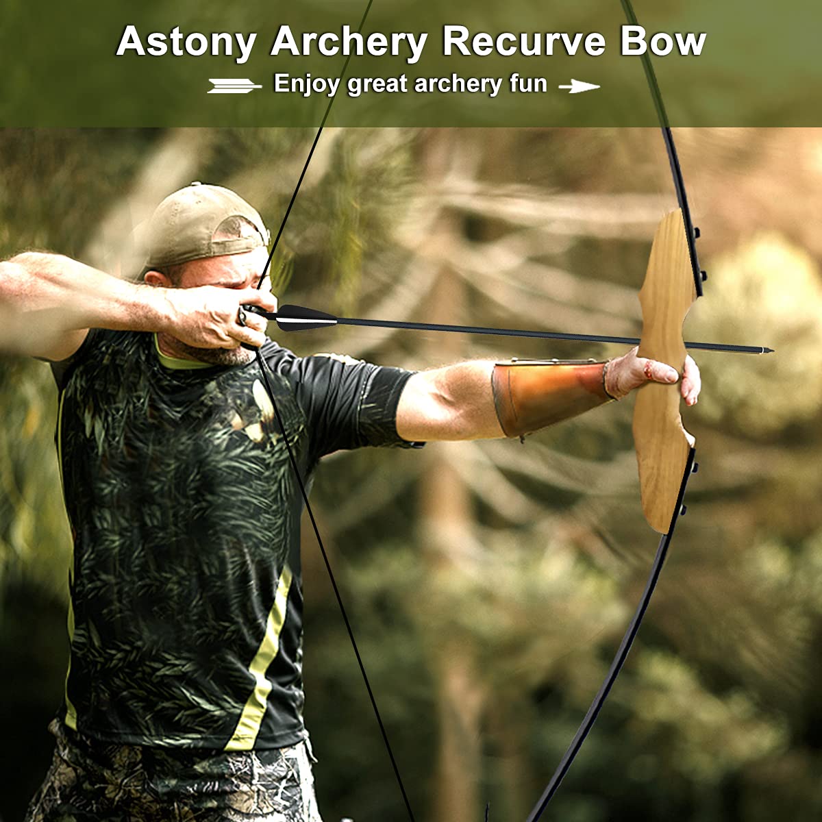 Recurve Bow and Arrow for Adults with 18 Arrows - Archery Bows Set for Beginner with Quiver 5 Target Faces Arm Guard Finger Saver, Takedown Longbow Kit Right Handed for Outdoor Shooting Training