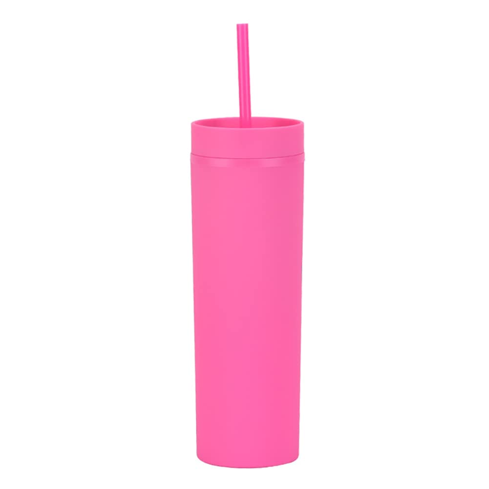 PHEZEN 450ml Double-layer Plastic Water Bottle Sealed Insulated Water Bottle Lid with Straw Portable Sports Water Bottle Reusable Leak Proof Flask for Sports Gym Home Office for Children Men Women