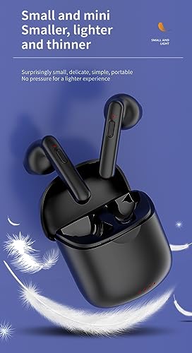 WesTch True Wireless Earbuds Bluetooth 5.3 Headphones Button Control with Wireless Charging Case IPX4 Waterproof Stereo Earphones Half in-Ear Built-in Mic Headsets (Black)