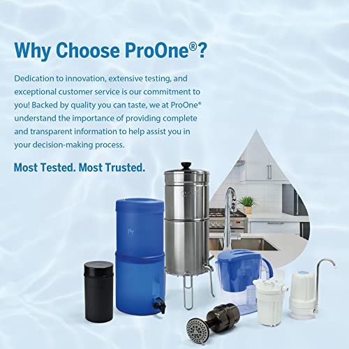 ProOne Big+ Stainless-Steel Gravity Water Filter System, 3-Gallon Water Capacity, Countertop Water Dispenser for Home, Camping, and Travel