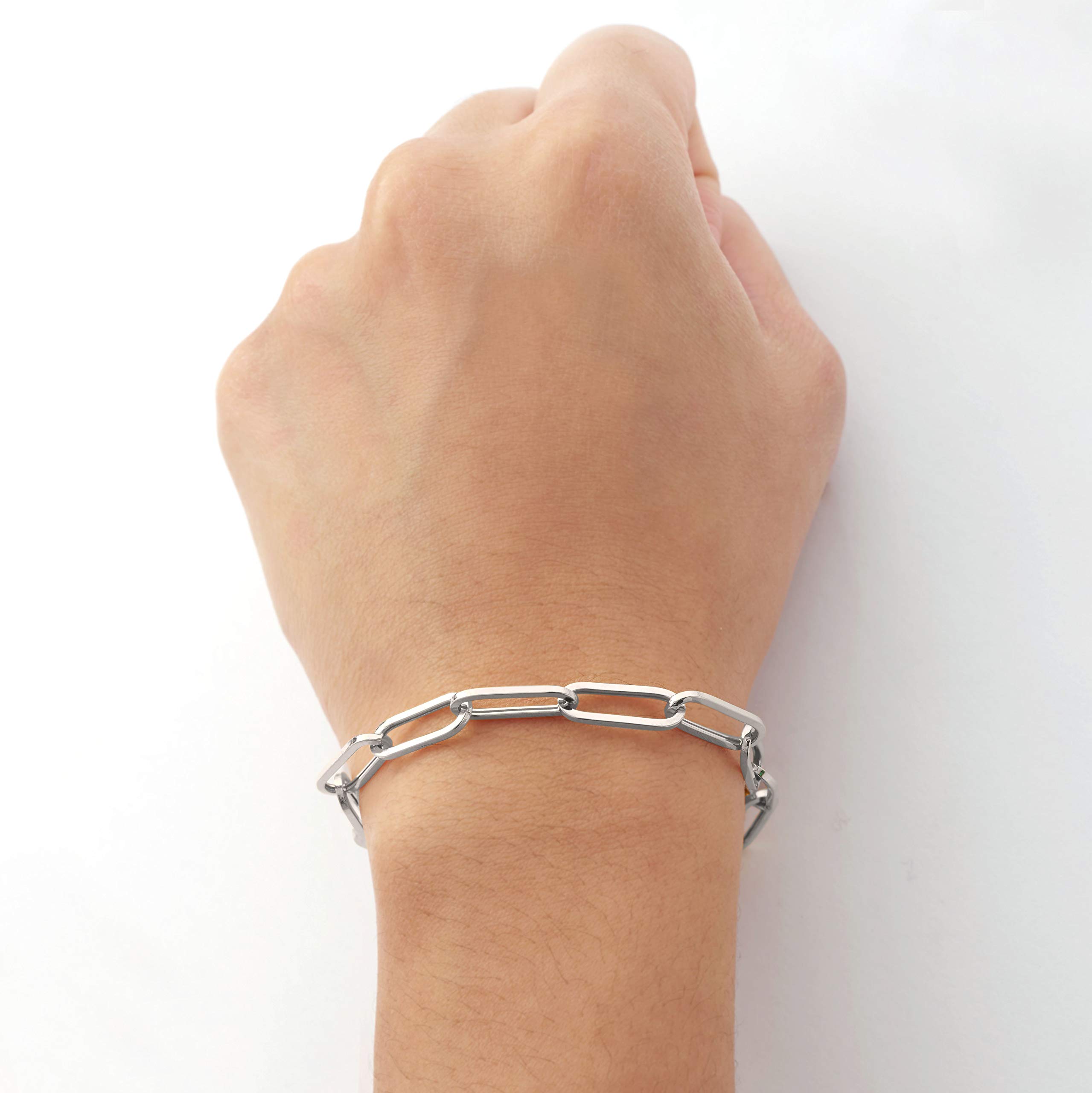 LoveBling 14k White Gold 5mm Paper Clip Link Bracelet (7")