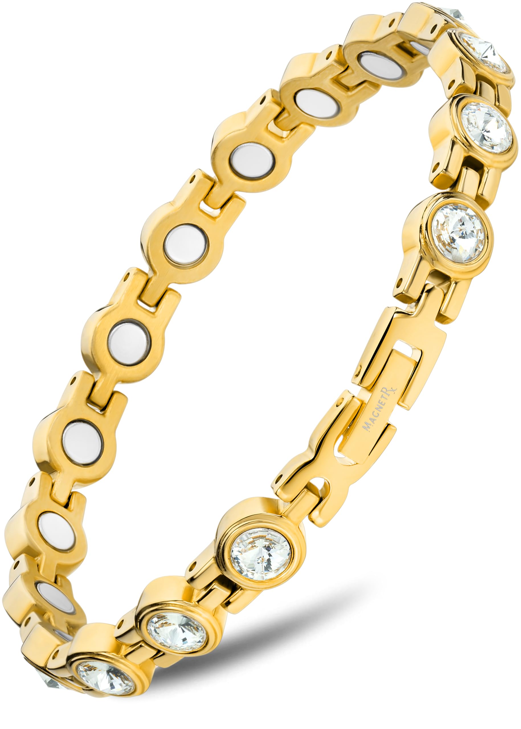 MagnetRX® Women's Magnetic Bracelet – Magnetic Crystal Bracelets for Women – Adjustable Length with Included Sizing Tool (Gold)