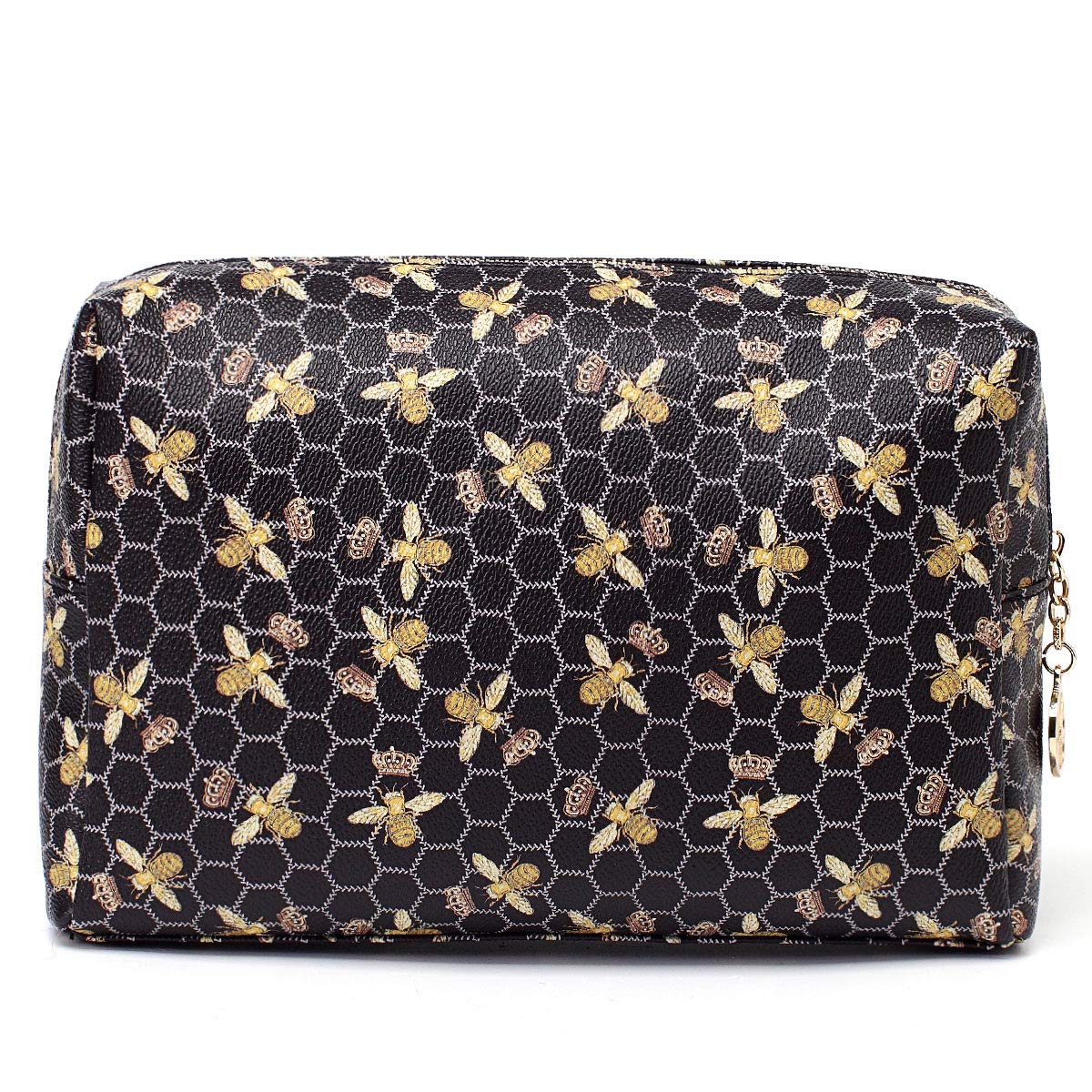 Luxury Makeup Bag for Purse Large Women Cosmetic Pouch for Toiletry Travel (Black)