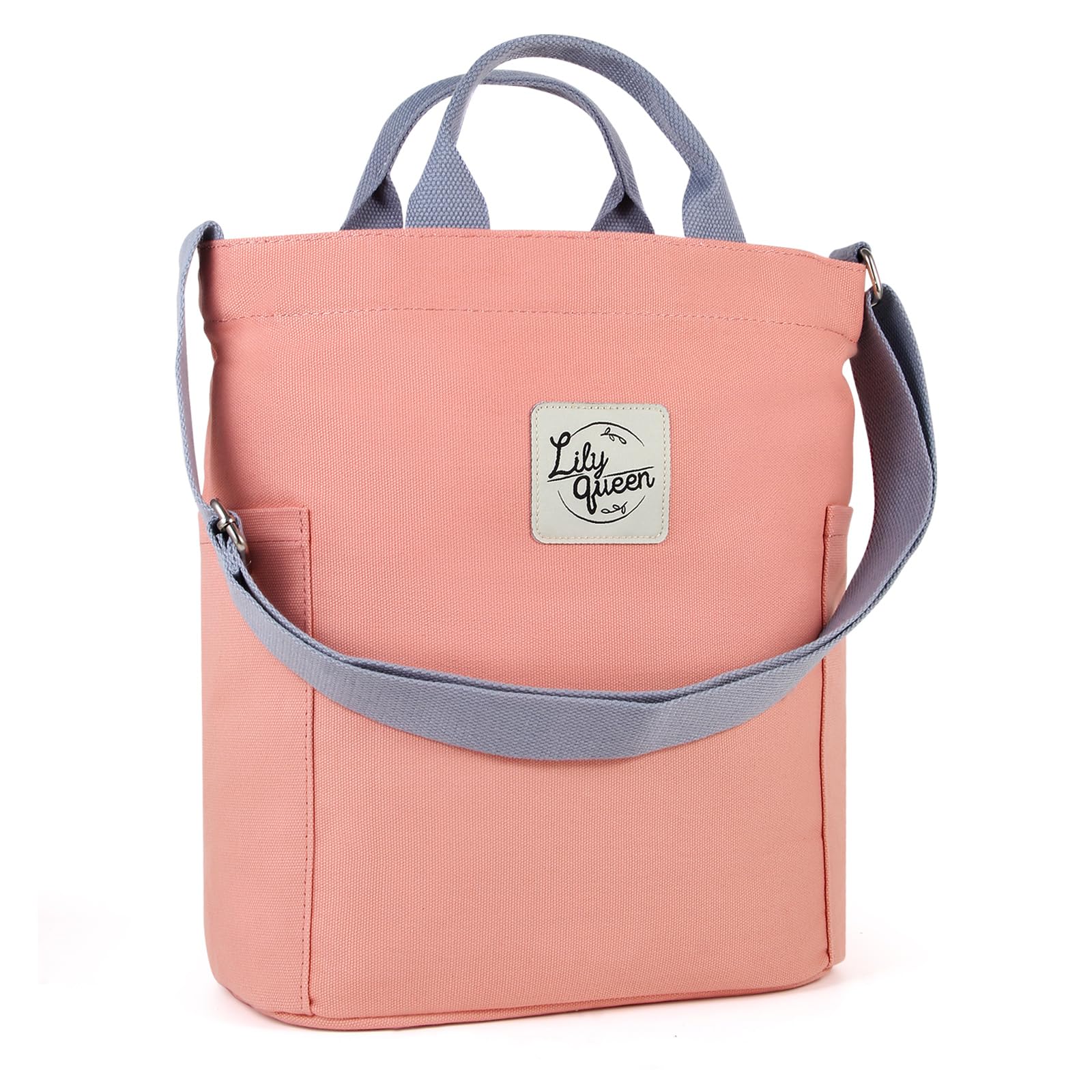 Lily queen Women Canvas Tote Handbags Casual Shoulder Bag purse Crossbody (Almond Pink)