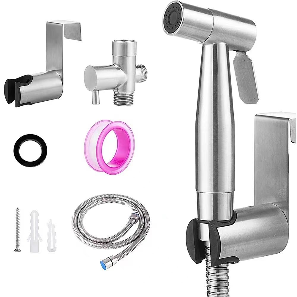 XUSHCL Multifuctional Handhel Bidet Spray Kit for Toilet. Premium Stainless Steel Bathroom Faucet for Toilet Clean, Women's Washing, Diaper Cleaning, Baby Washing, Pet Shower etc-Easy to Install