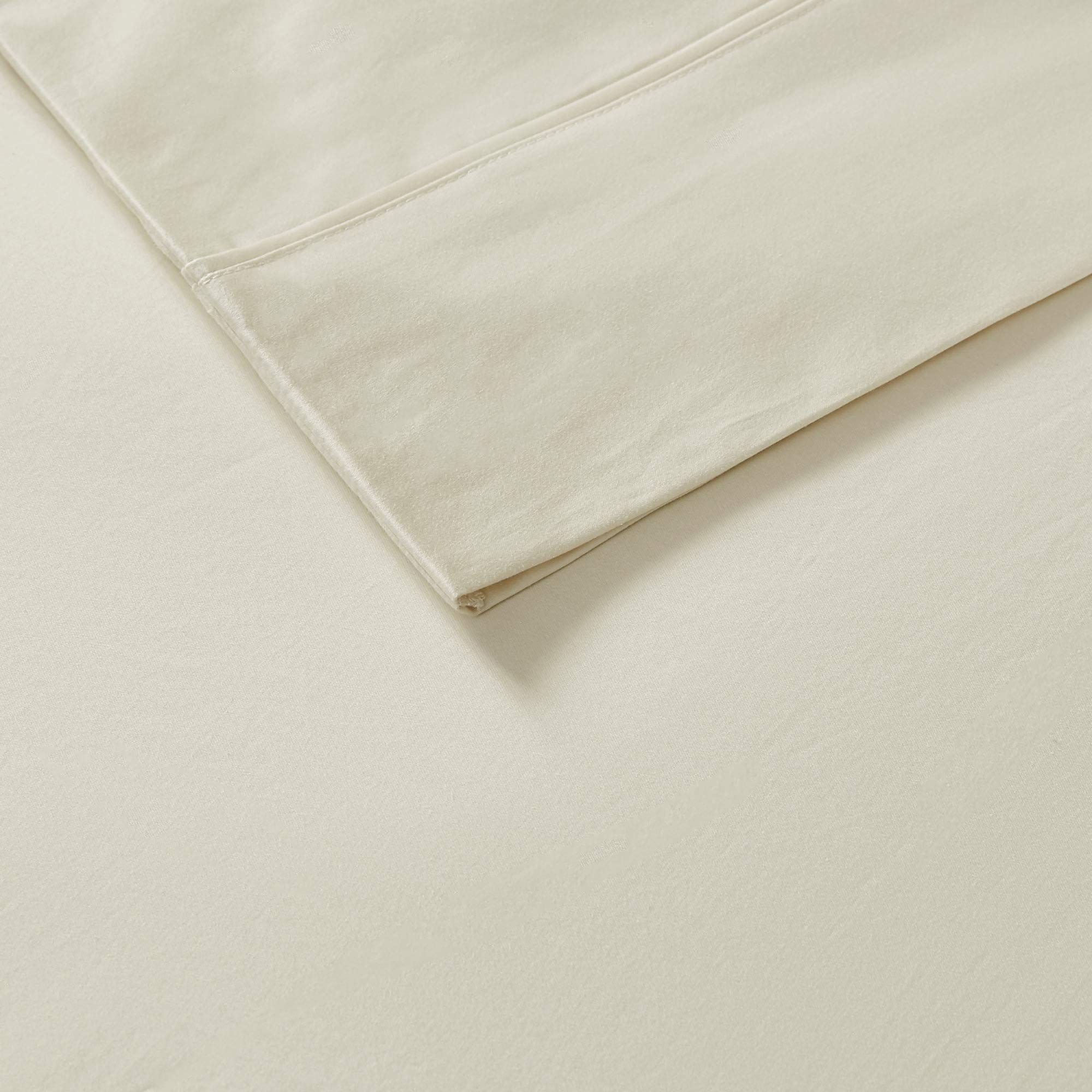 Madison Park 800 Thread Count Luxurious Wrinkle Free Breathable Cotton Rich Sateen 6 Piece Sheet Set, King Size, Ivory