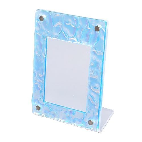 Picture Frame, Easy Cleaning Clear Table Top Photo Frame Acrylic Robust for Cards (Dazzling Color (Stone Head Pattern))