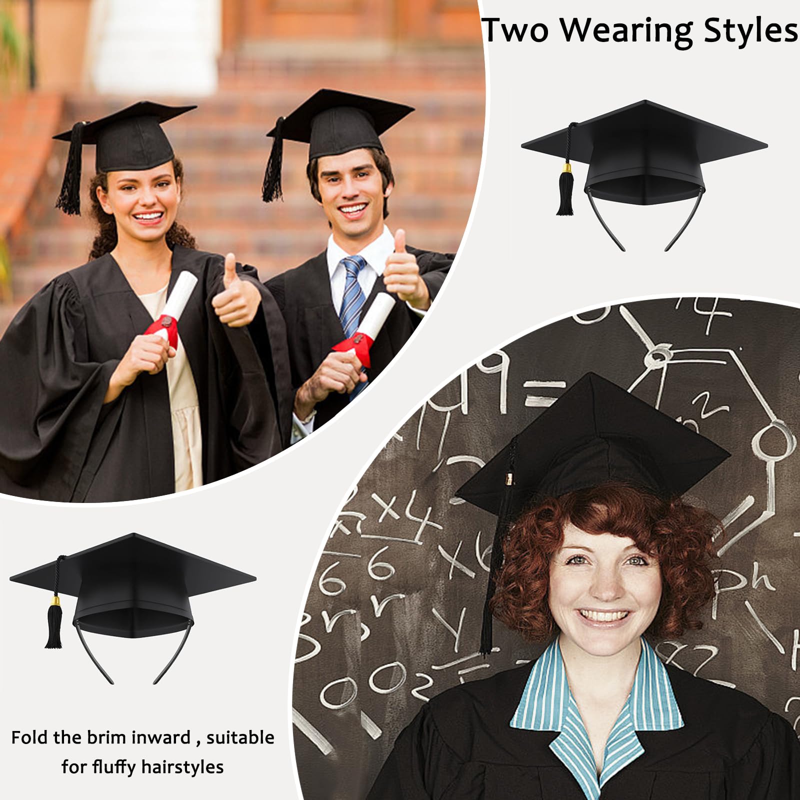 TIMMOKO Graduation Cap Headband Insert - Secure Fit and Hair-Friendly Cap Upgrade in Black