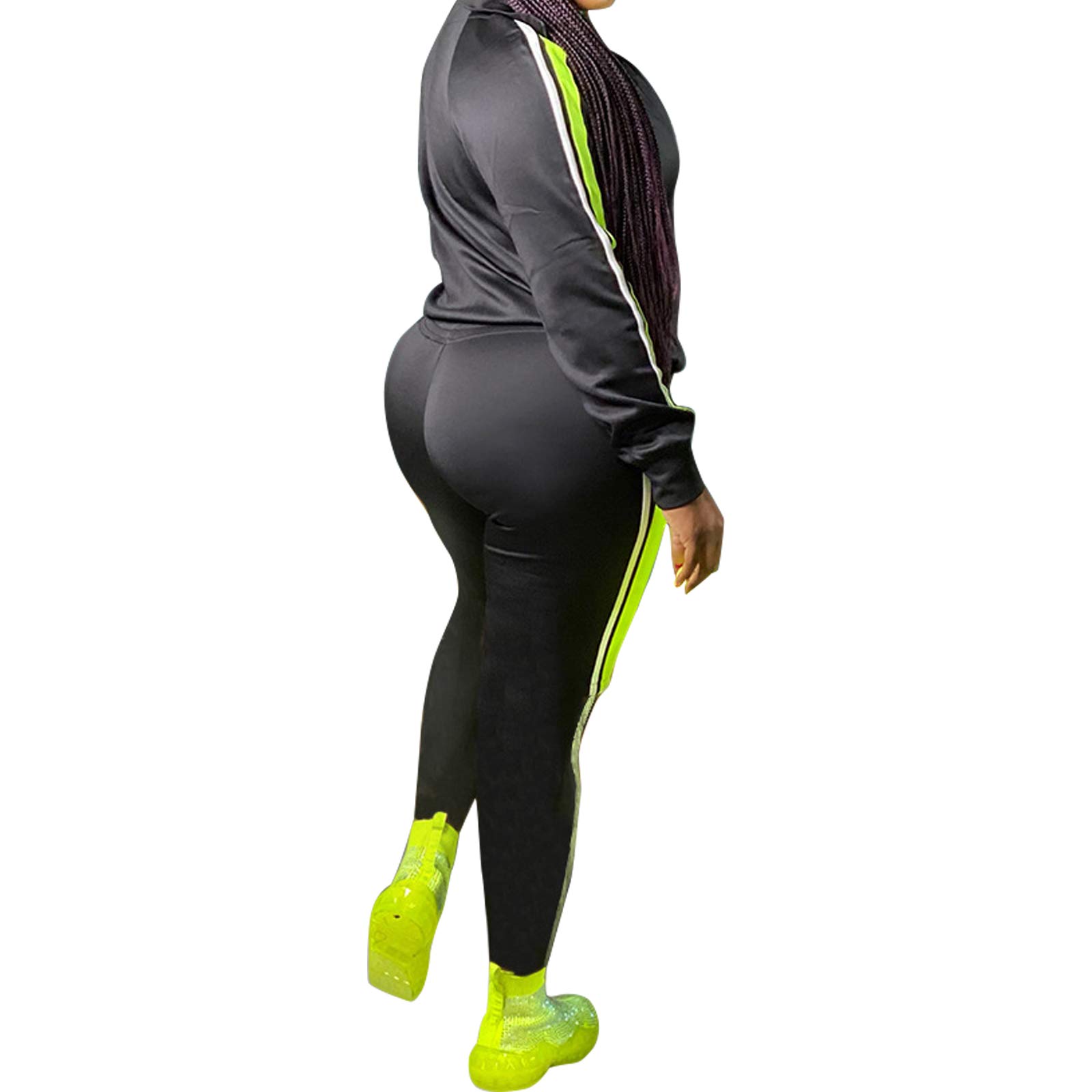 magorange Women Plus Size Tracksuit 2 Piece Outfits Zipper Front Top and Sweatpants Jogger Sets