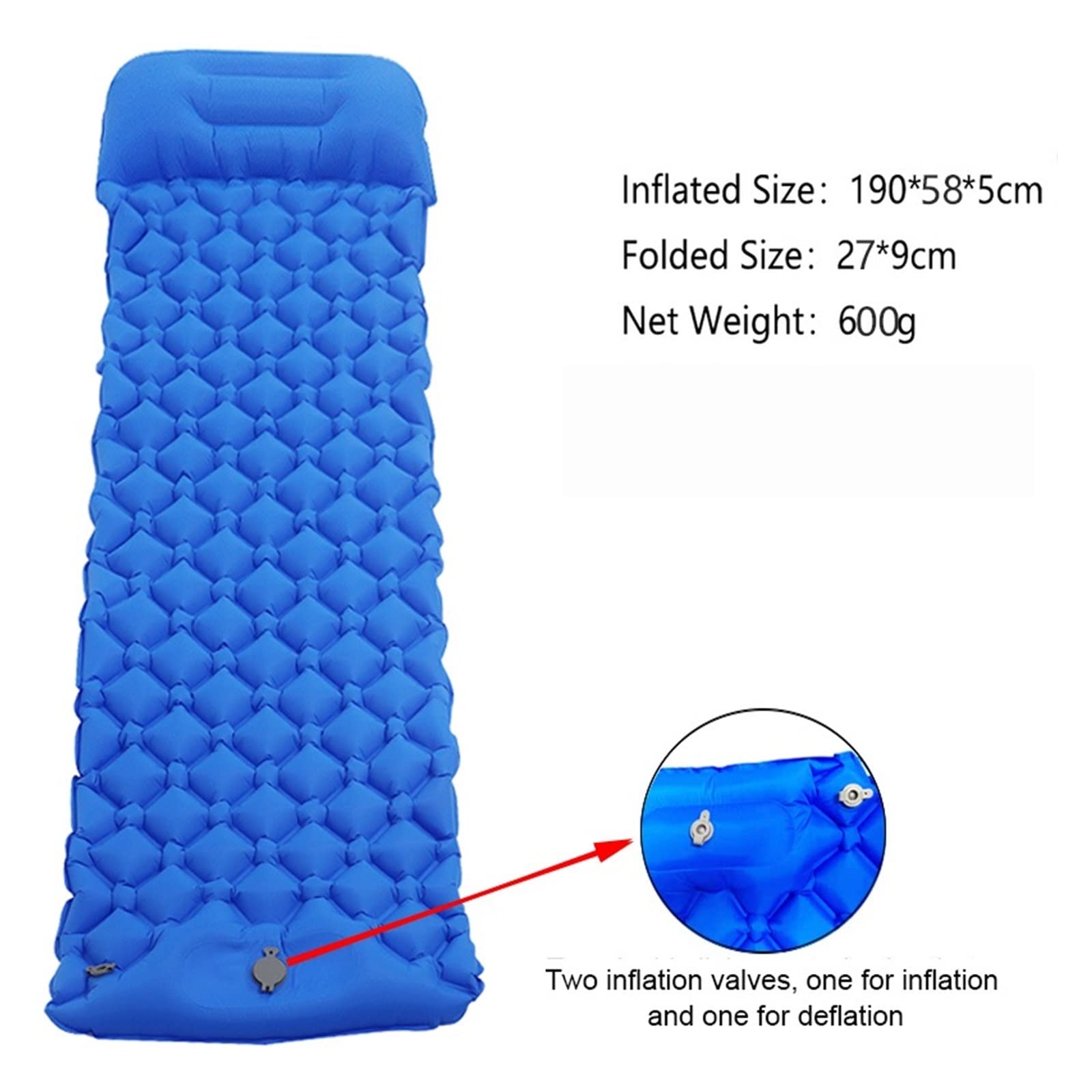 SMKOOP Portable Outdoor Camp Inflatable Sleeping Mattress 2 Inflating Methods Outdoor Camping Mattress