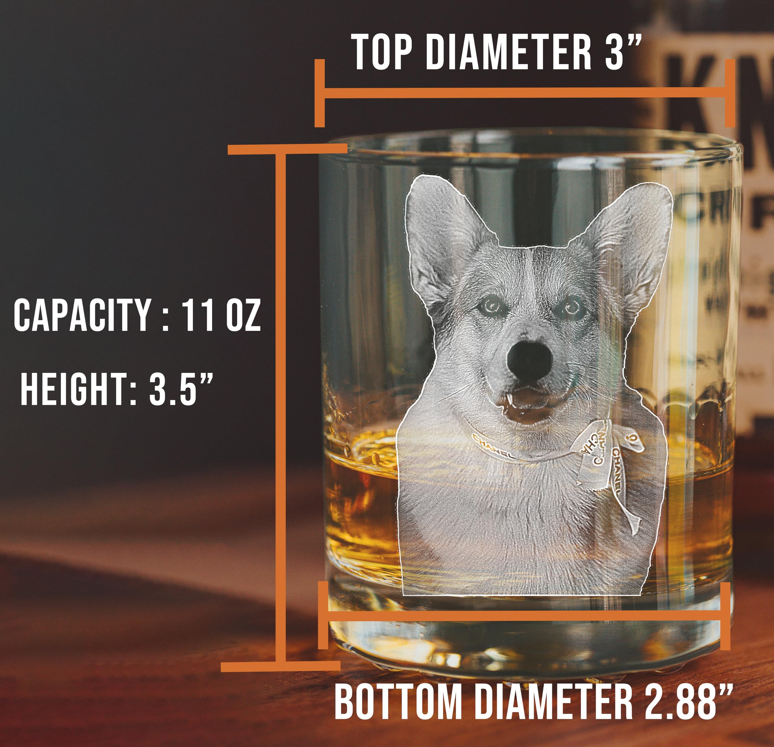 Personalized Etched 11oz Whiskey Glass – Customized Gifts for Men Him, Custom Engraved Photo Picture, Unique Birthday Anniversary Wedding Gift Ideas, Husband Boyfriend Dad Father Brother Son, Photo