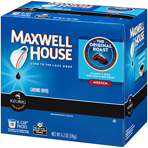 Maxwell House Original Roast Coffee, K-CUP Pods, 18 Count (Pack of 6)