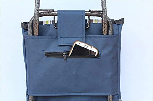 Shopping Trolley on Wheels Multi Function Shopping Cart Foldable Portable Trailer Old Man's Bag Car Six-Wheeled Oxford Cloth Cart Storage Hand Trucks,#1 ,