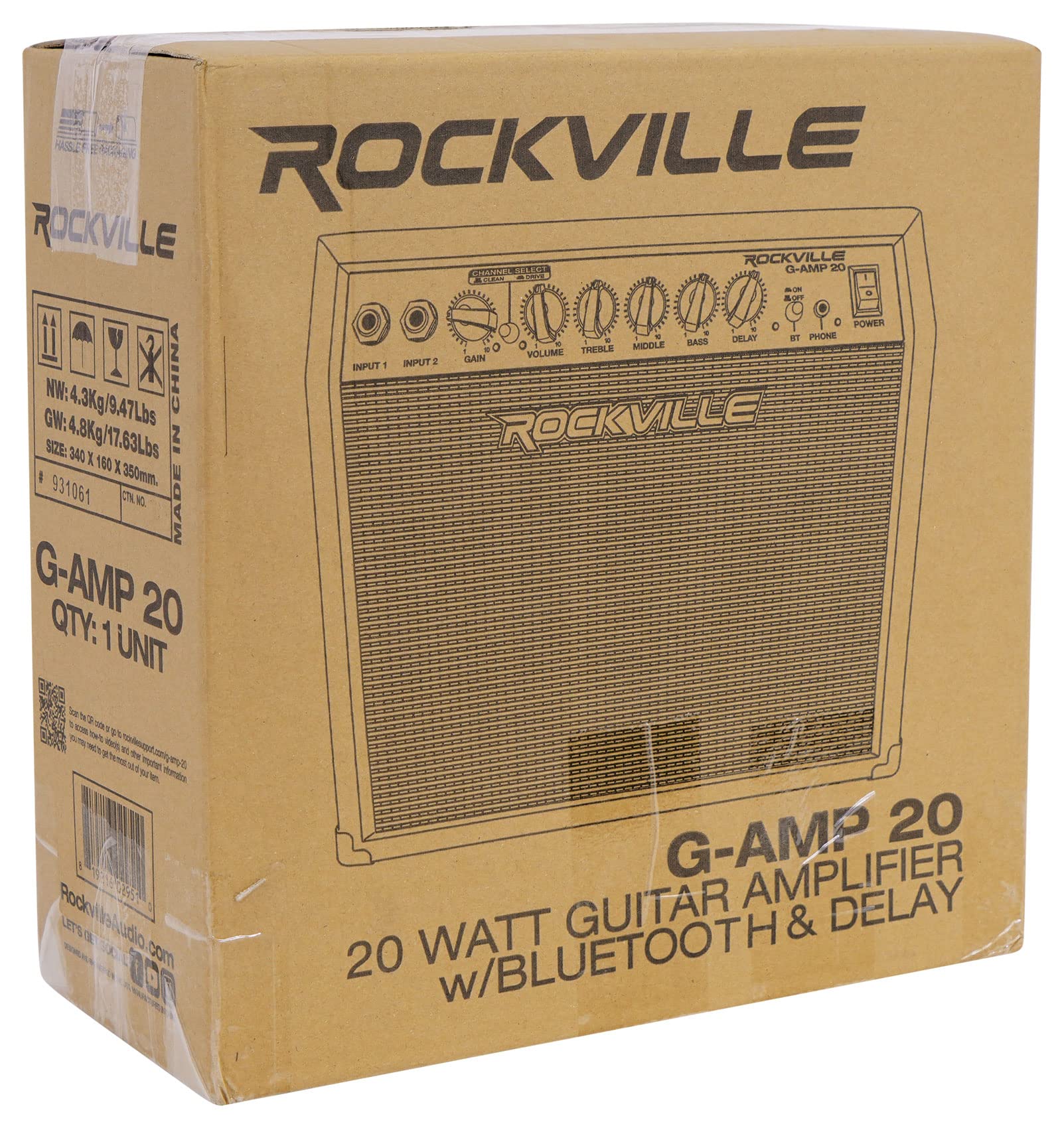 Rockville G-AMP 20w Guitar Amplifier Combo Amp Bluetooth/Delay+Mic+Headphones