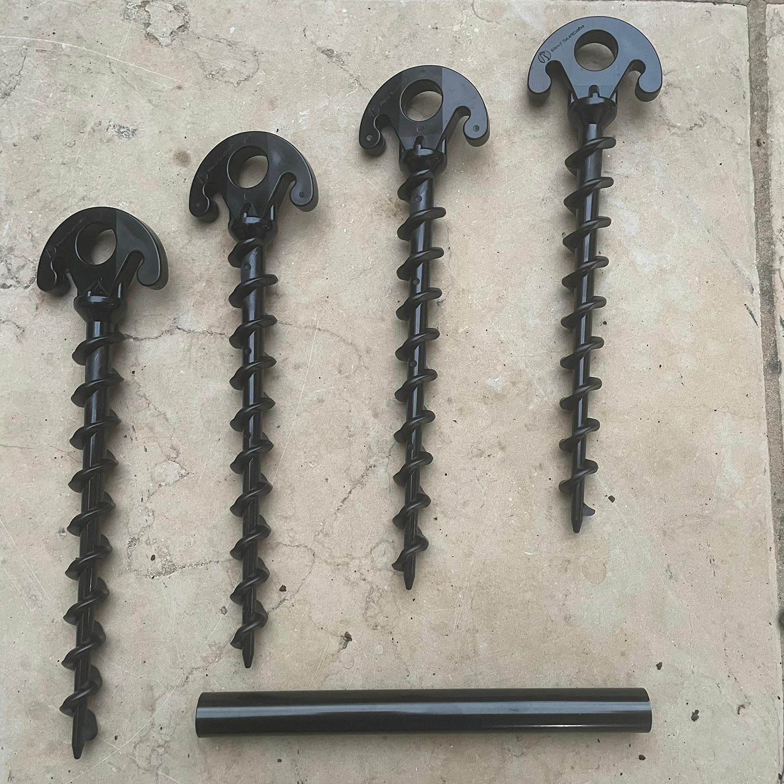 Red Suricata Ground Anchor Screws - Ultra Strong Sun Shade Canopy Tent All Terrain Tarp Stakes (4 pack)