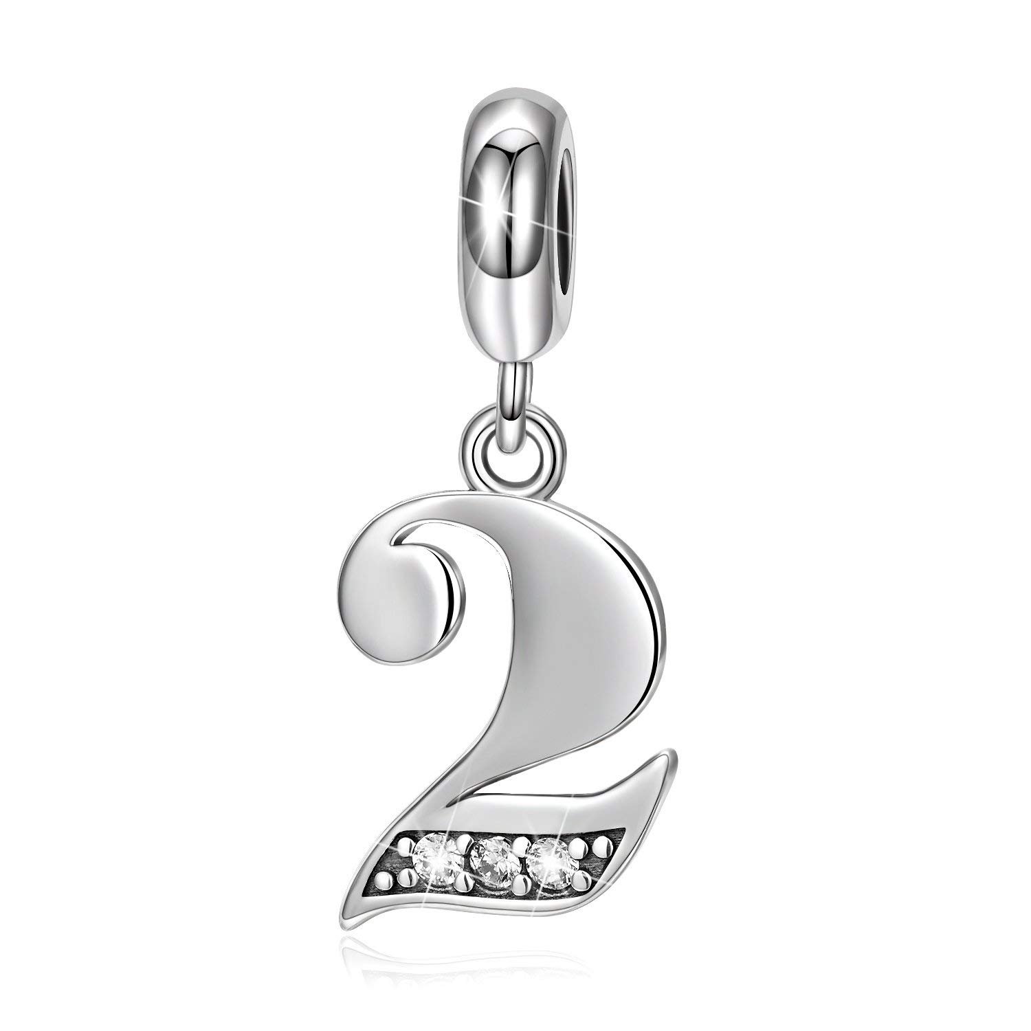 LONAGO Lucky Number 0-9 Charms 925 Sterling Silver Number Bead (Number 9)
