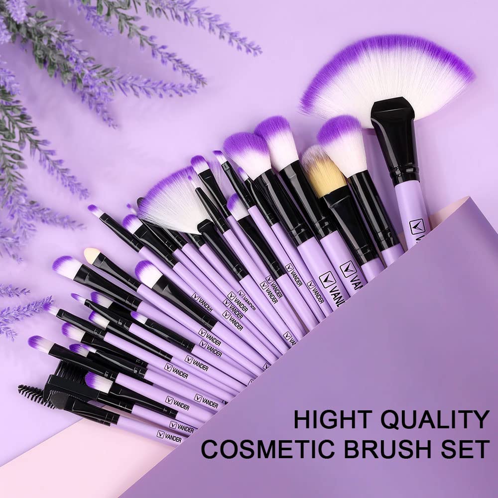 Make up Brushes, VANDER Professional 32pcs Makeup Brush Set, Makeup Brushes Set Foundation Blending Cosmetic Brush Set Kit,Purple（Cosmetic bag not included）