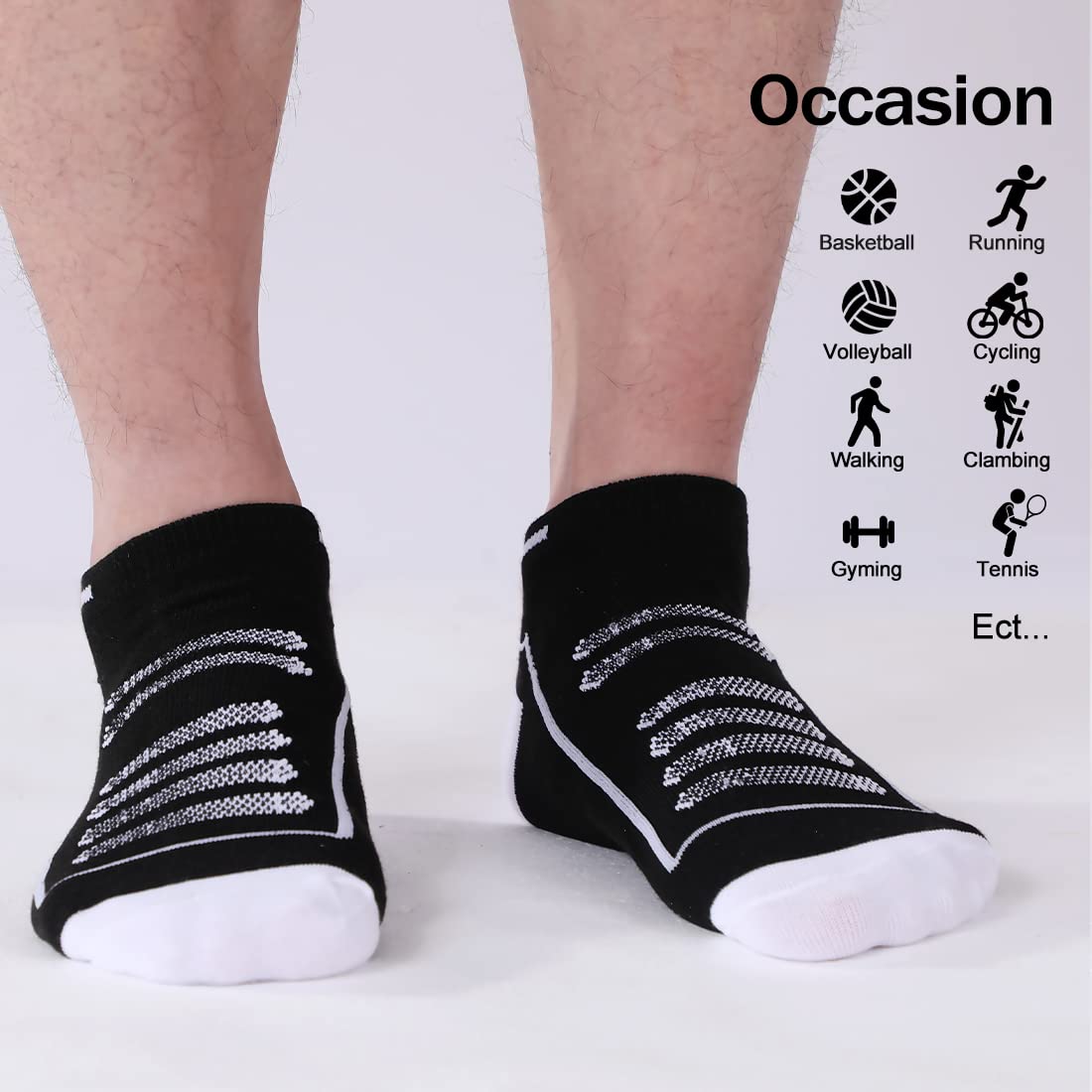 pureluca Men’s Athletic Socks Low Cut Running Socks Breathable Comfort for Sports 6 Pack White