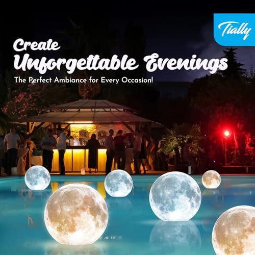 TIALLY Full Moon Floating Pool Lights β 14β Solar Pool Lights That Float, Led Pool Light Glow Ball - Pool Accessories and Gifts for Pool Owners - Set of 2 Led Balls