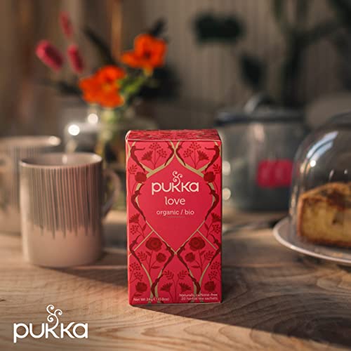 Pukka Organic Tea Bags, Chamomile, Rose and Lavender, Love Herbal Tea, 20 Count (Pack of 3)