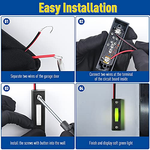 Lighted Doorbell Button, Garage Door Opener Switch with LED Light, 41A4166 Wall Mounted Push to Exit Ringer Button (Black, 1 Piece)