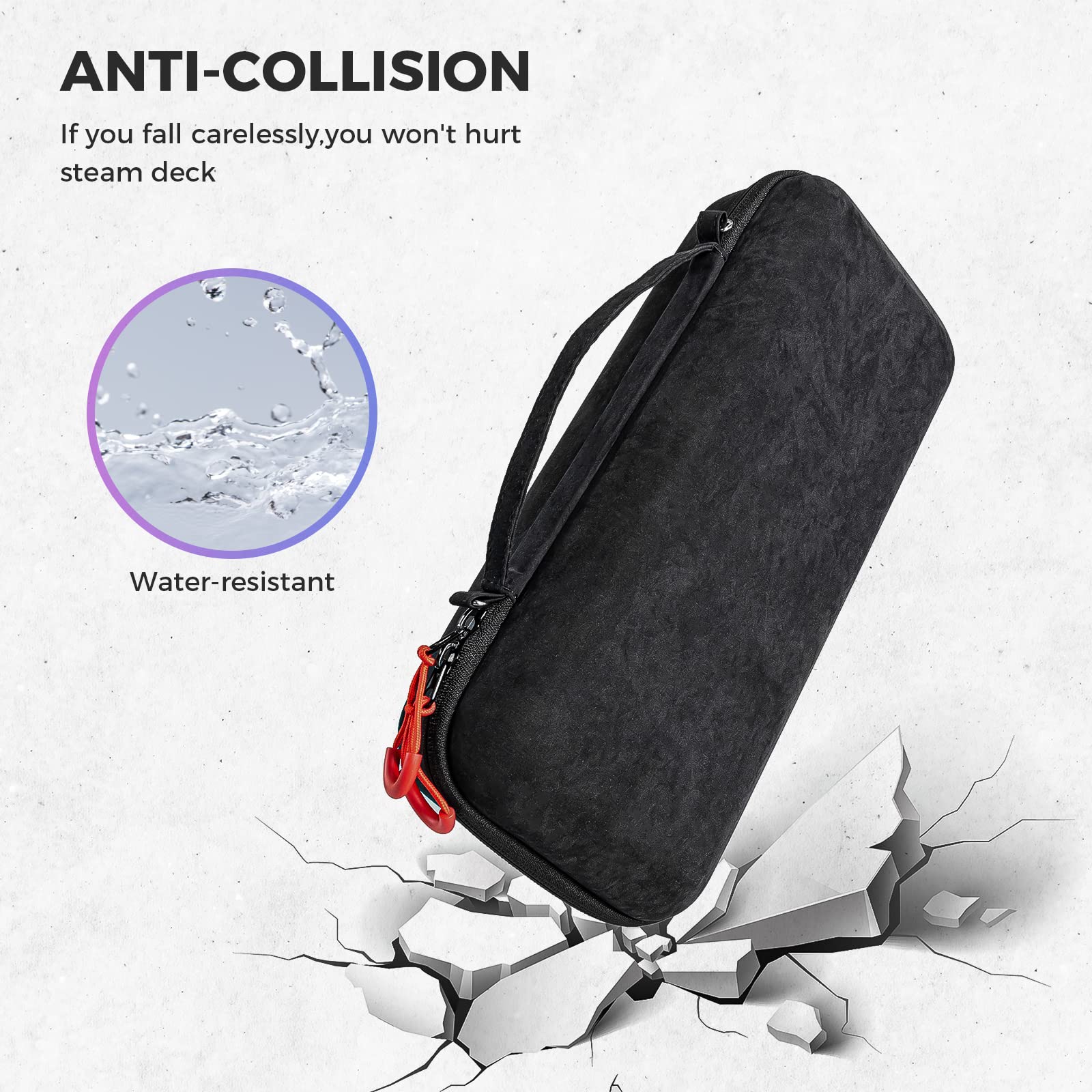 SCAVATA Carrying Case for Steam Deck, Portable Hard Travel Pouch Bag for Steam Deck Console & Accessories with Built-in AC Adapter Storage & Thumb Grips & Screen Protector