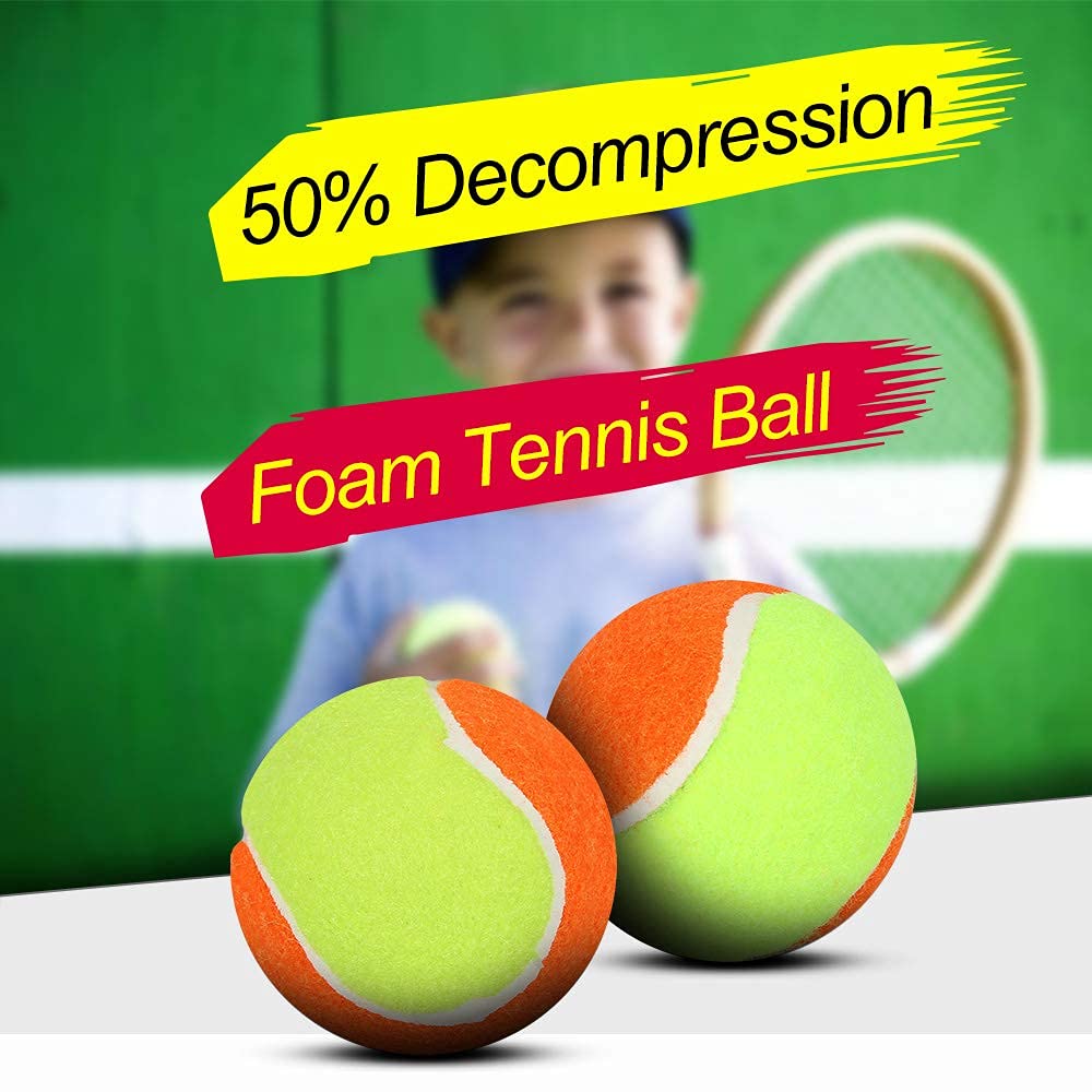 MAIBOLE Tennis Balls for Beginners Low Compression Stage Tennis Ball Youth Training Practice Use Playing Balls Orange 20-Pack Bag with Ball