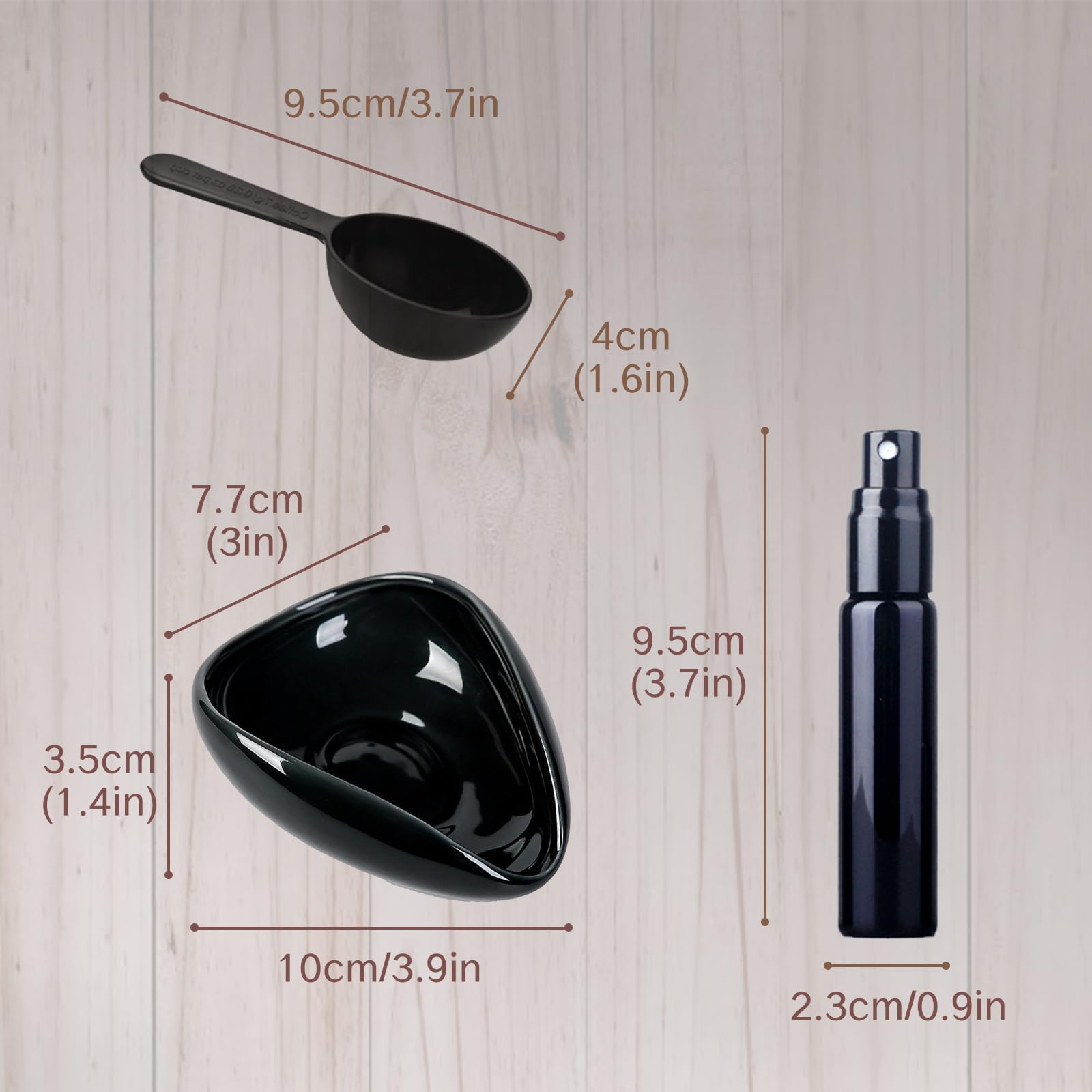 YAFIYGI 3 PCS Coffee Dosing Cup and Spray Bottle with a Spoon Kit Espresso Barista Accessories Ceramic Dosing Tray for Ground Coffee or Tea Mister Spray Bottle Reducing Static Barista Tool Set