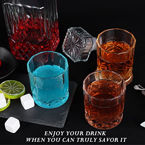 Whiskey Decanter Set 7 Pieces ,Crystal Whiskey Bottle With Glass Stopper, 4 Whiskey Glasses, 6 Cooling Whiskey Stones and Ice Clips, Whiskey, Scotch, Men, Holiday Gifts, Bar Essentials, 32OZ
