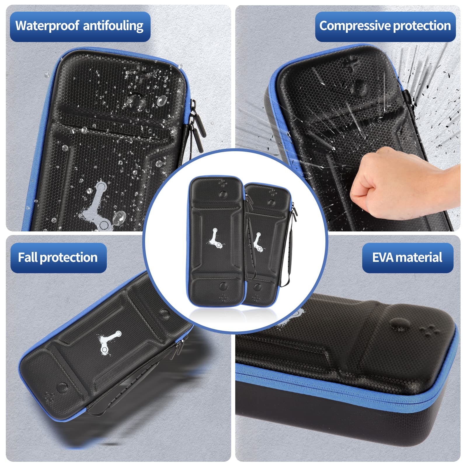 Redcomets Steam Deck Carrying Case.Compatible with Steam Deck, with a Steam Deck tempered glass screen protector.Hard,Portable,Steam Deck game cases with Pockets for Accessories.