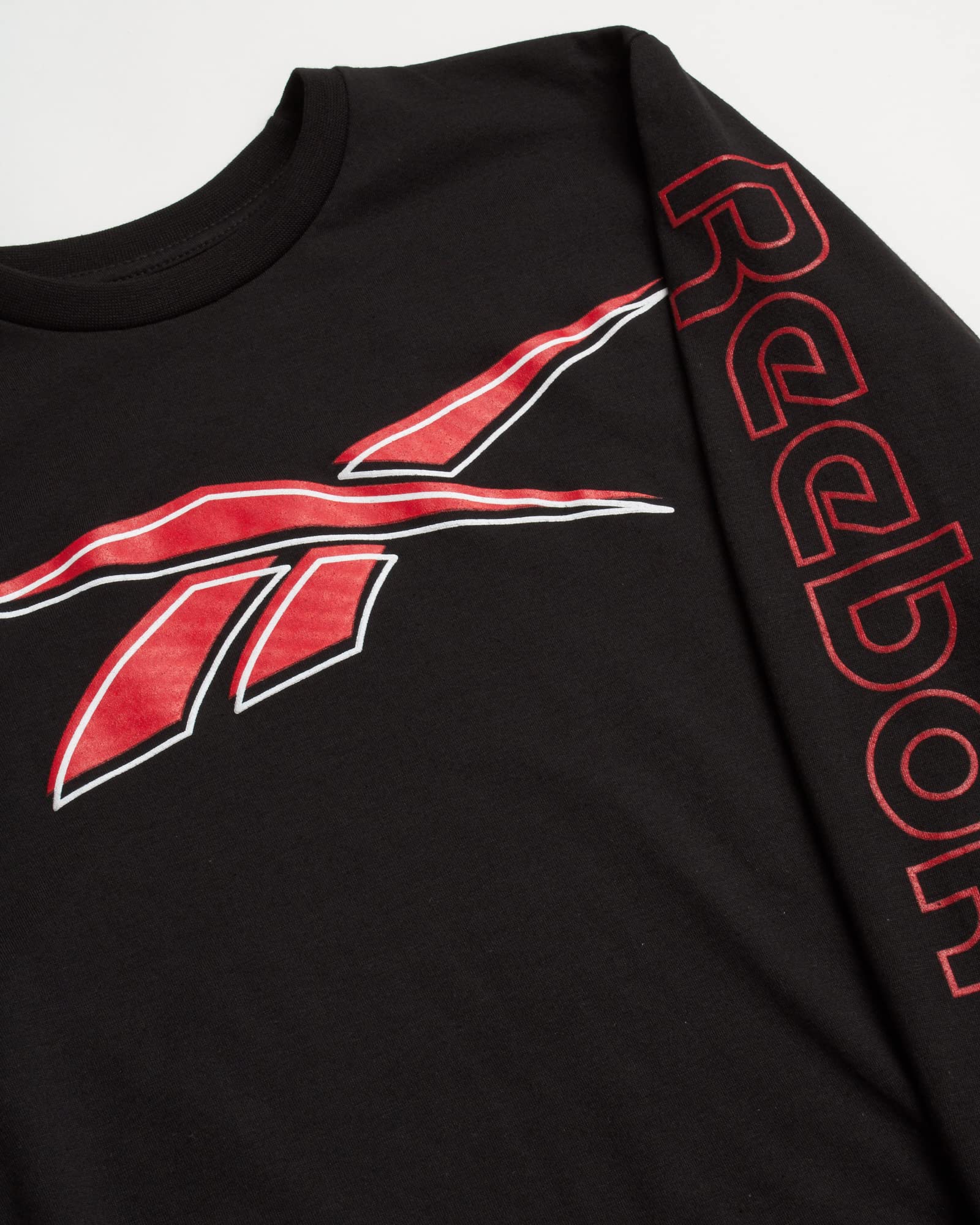 Reebok Boys' T-Shirt - Long Sleeve Logo Tee (Size: S-XL), Size 8, Black Vector