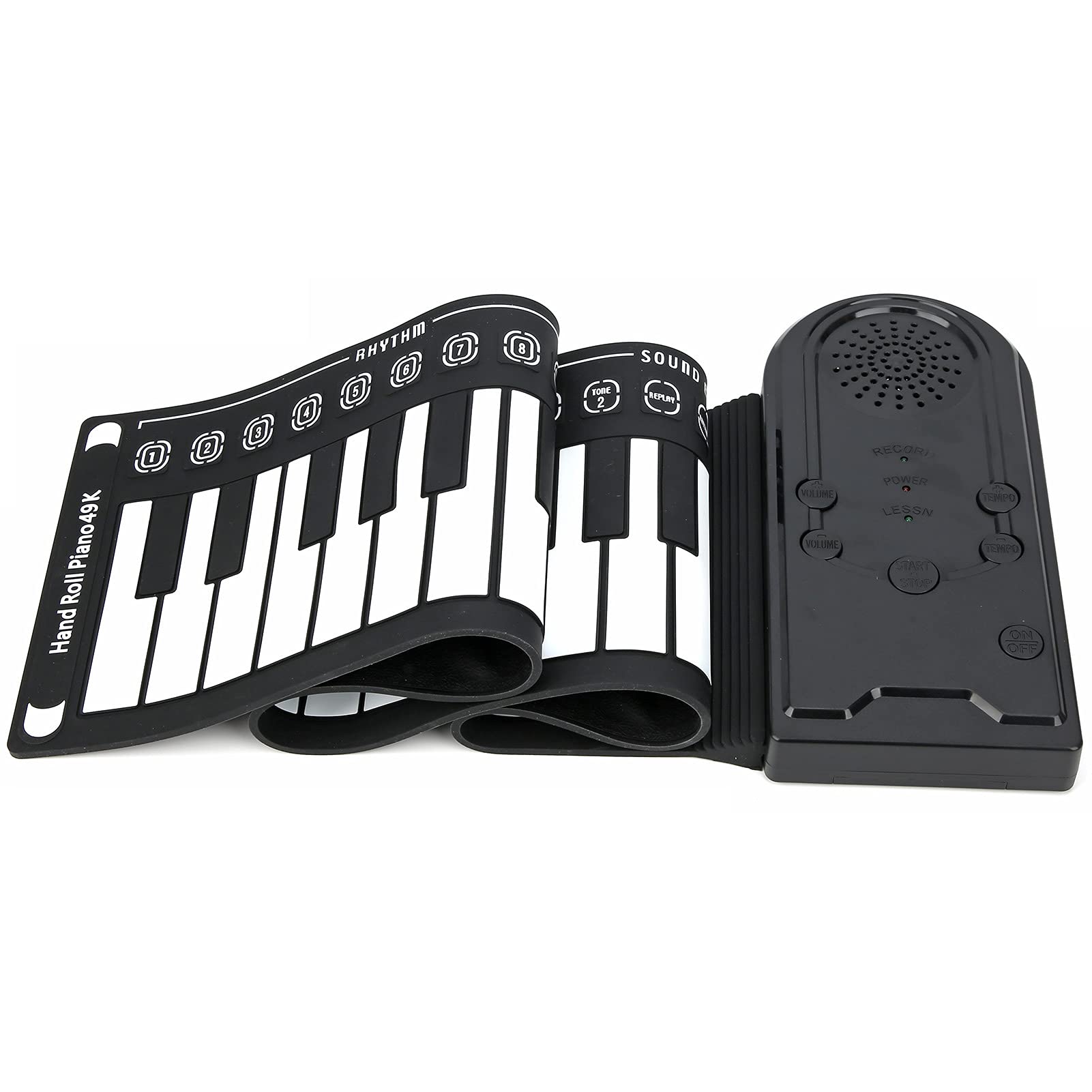 Rolling Up Piano, Portable 49 Keys Electronic Piano Keyboard Digital Beginner Piano Music Gifts for Children Kids Beginners(Black)