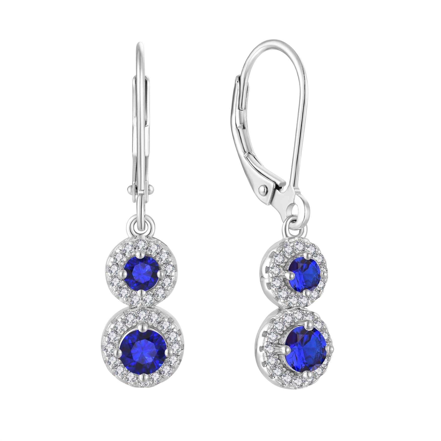 Romieka Dangle Earrings 925 Sterling Silver September Birthstone Sapphire Blue Infinity Drop Earrings for Women