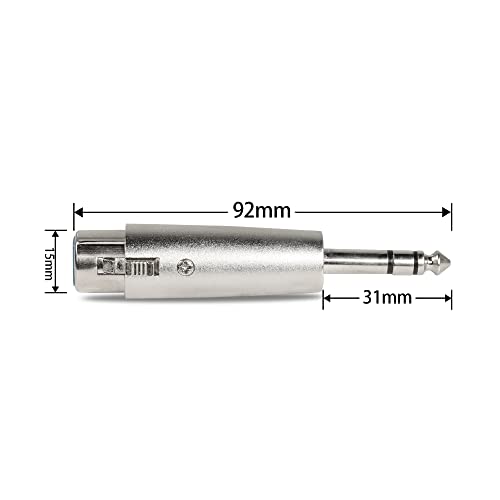 PNGKNYOCN 1/4" to XLR Adapter,6.35mm TRS Male to XLR Female Stereo Balanced Audio Connector for Mixer, Speaker, Microphone and More(2-Pack)
