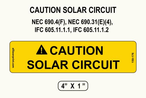 Photovoltaic Labels for PV Solar System _"Caution_Solar Circuit" _4” X 1”_Pack of 16