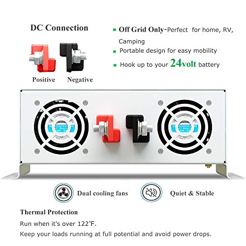 WZRELB DC to AC Converter Off Grid Pure Sine Wave Power Inverter Generator (3000w 24v 120v)