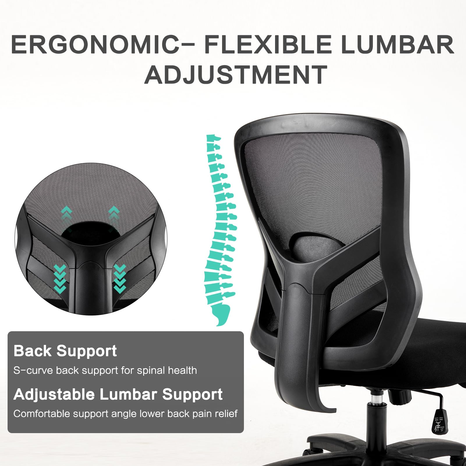 YFO Big and Tall Office Chair 500LBS - Desk Chair with Adjustable Lumbar Support, Heavy Duty Ergonomic Mesh Computer Chair with 360 Rotation 4D Arm and Extra Wide Comfty Seat, Quiet Wheels for Adults